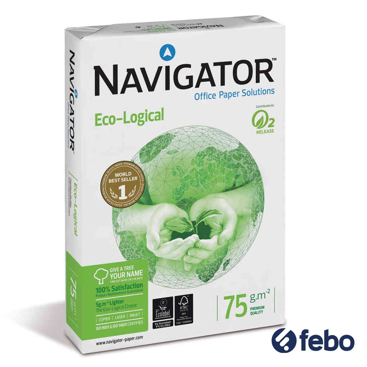 Resma Hojas Papel Navigator A4 210x297mm 75g 500 Hojas Febo 175 00